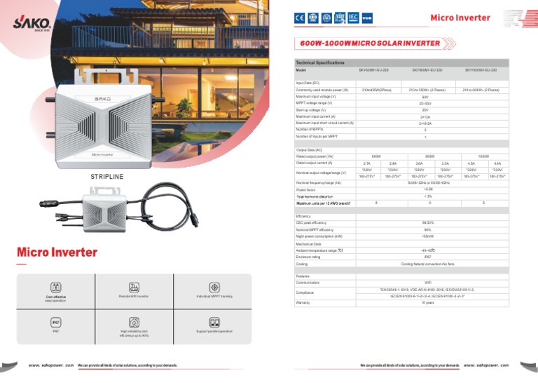 SKY600-800-1000M1-EU-230-Microinverter-Datasheet | PDF | Mains ...