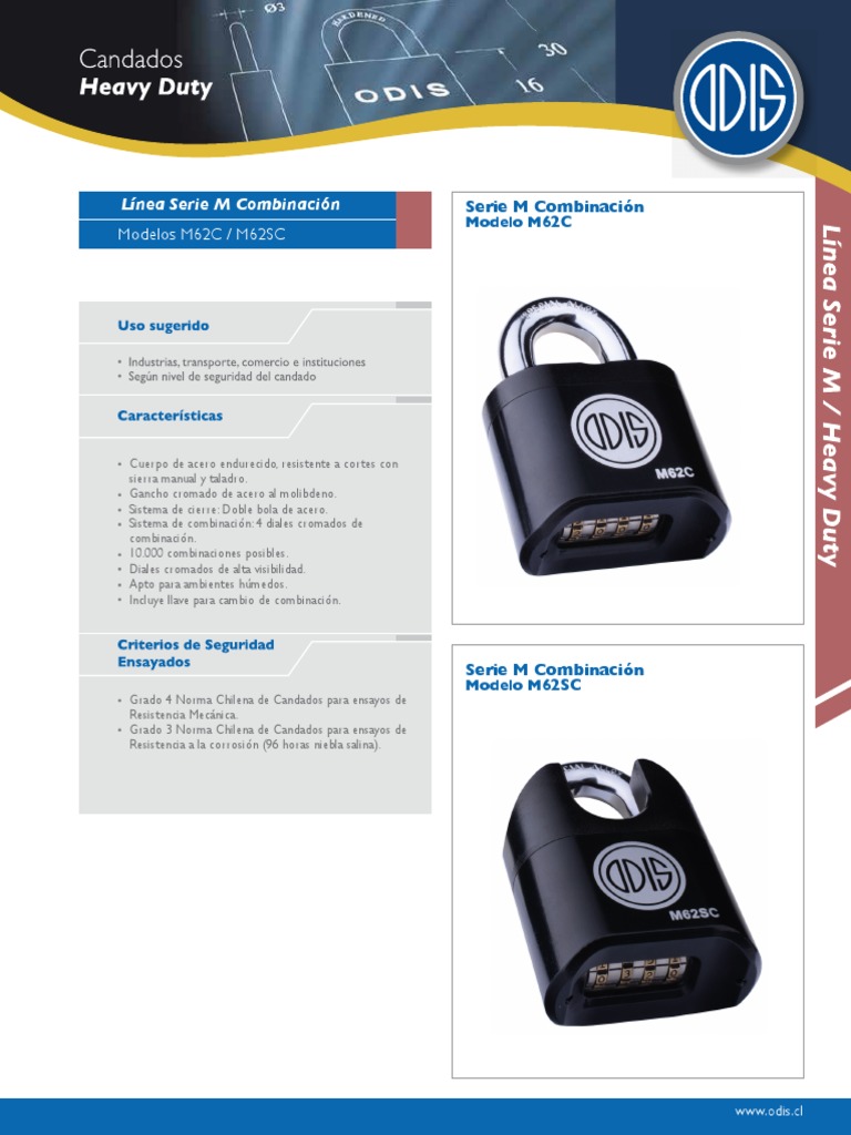 Candado Odis M62C/M62SC: Seguridad y Combinación | PDF