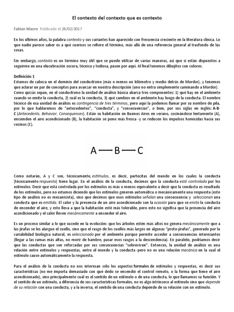 El contexto del contexto que es contexto | PDF | Comportamiento ...
