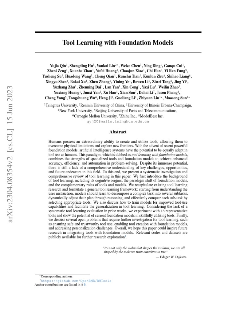 Tool Learning With Foundation Models | PDF | Graphical User Interfaces ...