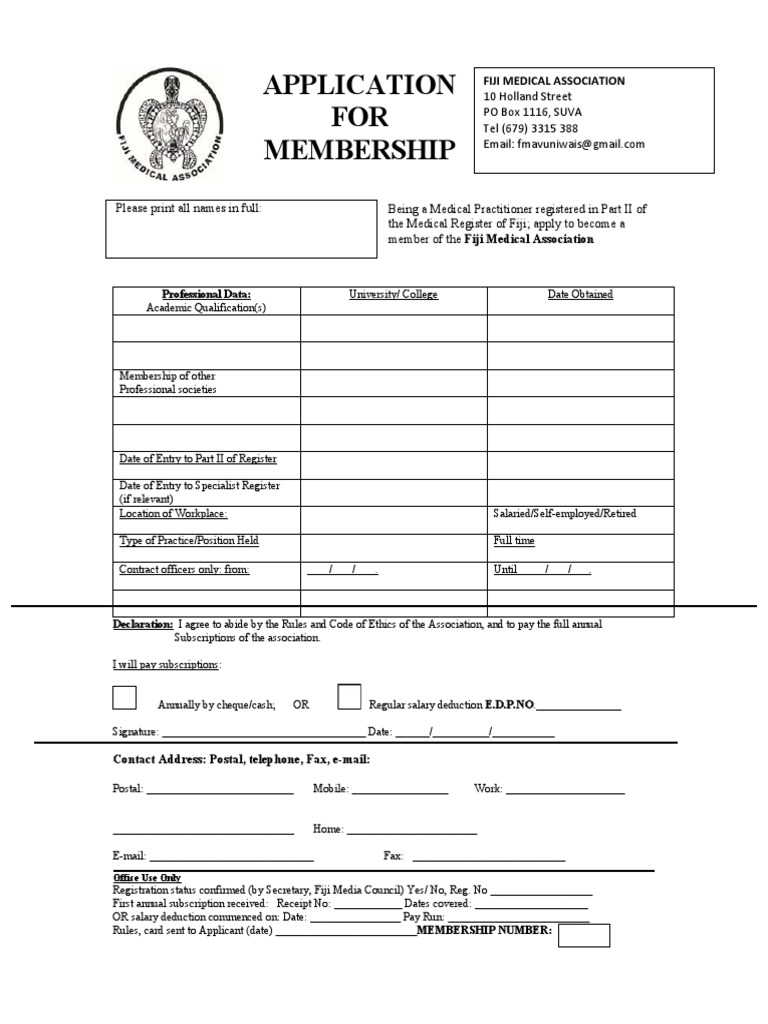 FMA Membership Form | PDF | Government