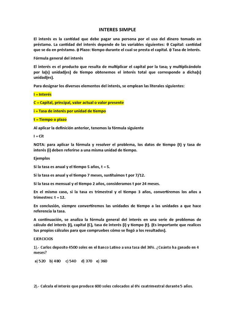 Interes Simple | PDF | Interés | Deuda