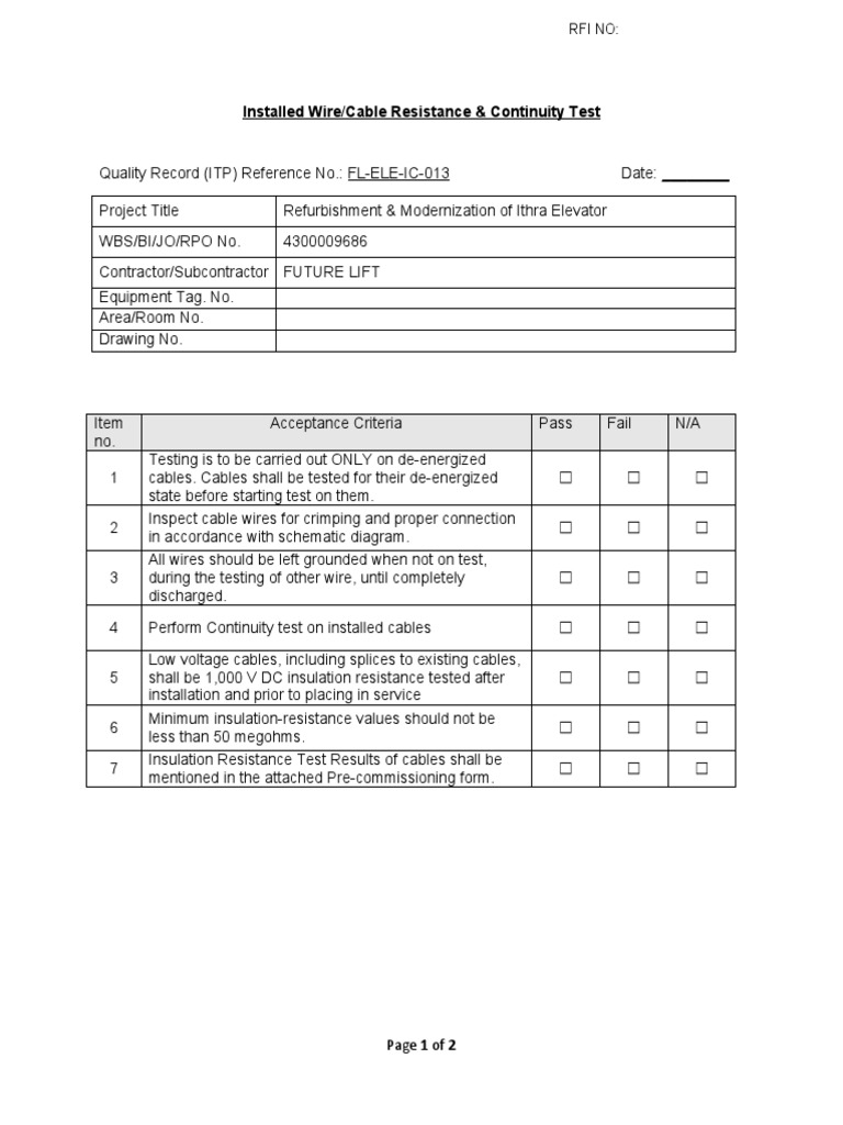 Installed Cable Testing Procedures | PDF