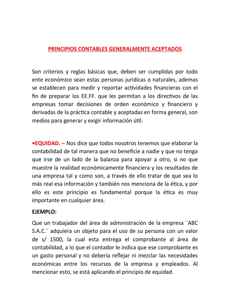 Principios de Contabilidad Generalmente Aceptados | PDF | Contabilidad ...