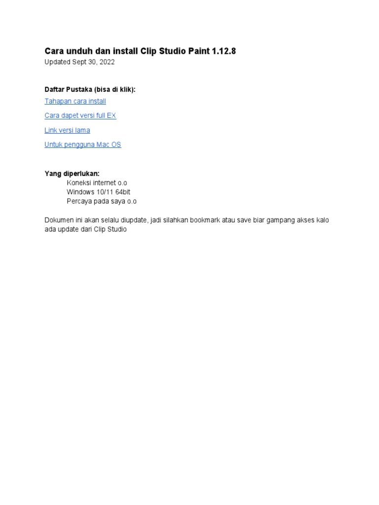 Cara Unduh Dan Install Clip Studio Paint | PDF