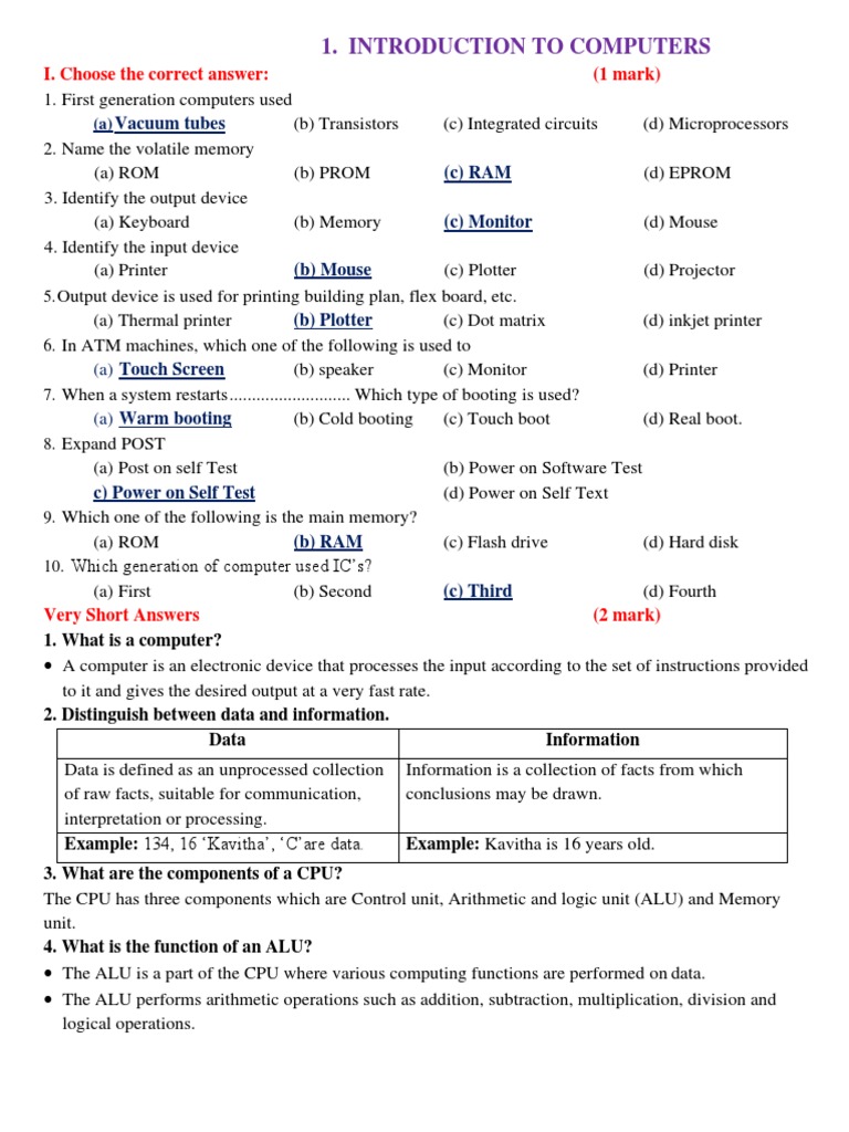 Lesson 1 Pdf Computer Data Storage Input Output