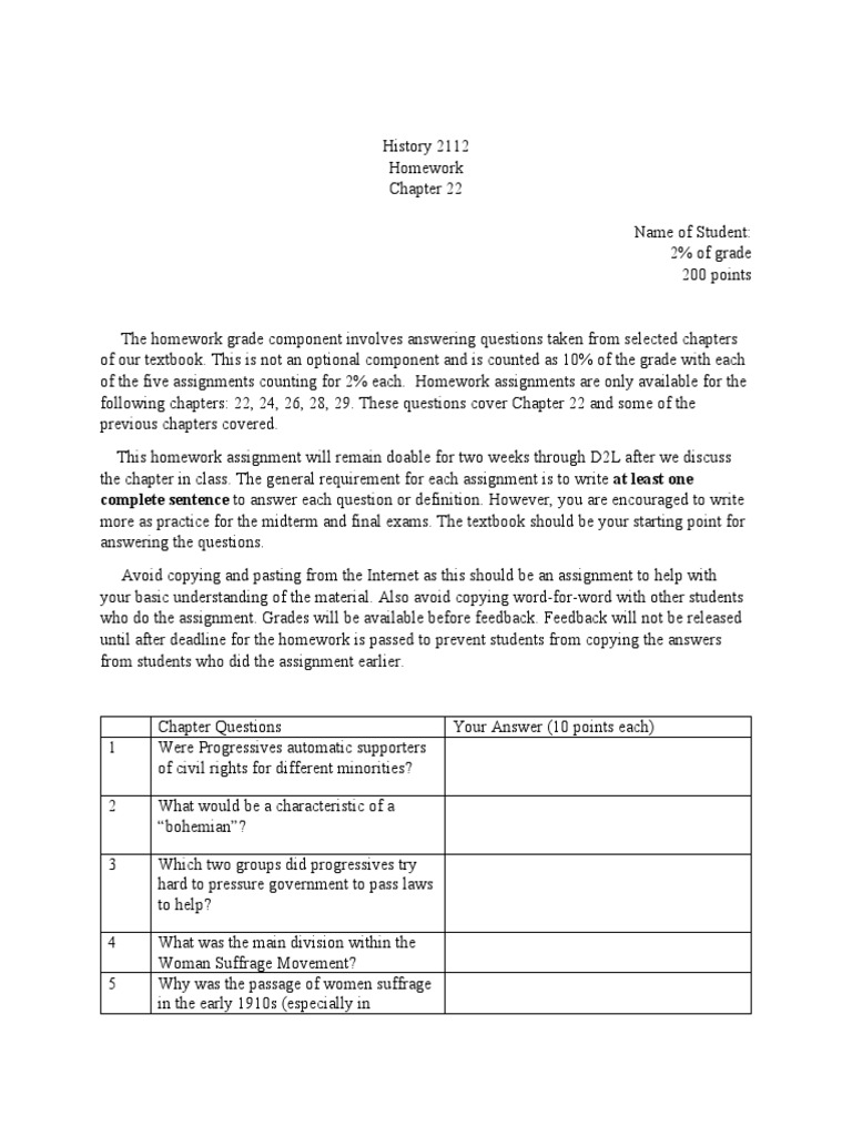 Homework Assignment (Chapter 22) | Download Free PDF | Homework ... Homework Assignment (Chapter 22) | Download Free PDF | Homework ...