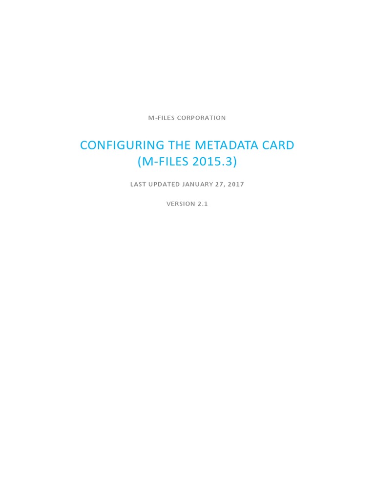Configuring The Metadata Card (M-Files 2015.3) | PDF | Json | Boolean ...
