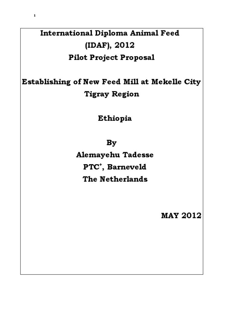 Feed Mill Project Proposal for Mekelle | PDF | Livestock | Cattle