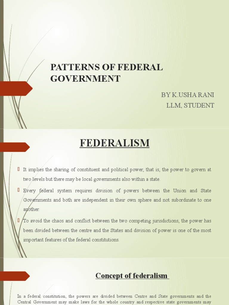 Understanding Federalism Patterns | PDF | Separation Of Powers ...