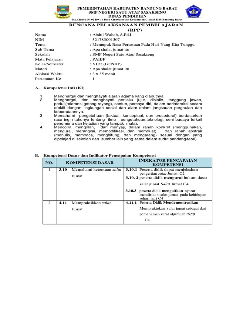 Contoh RPP Fiks | PDF