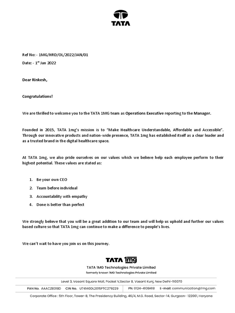 Offer Letter | PDF | Salary | Employment
