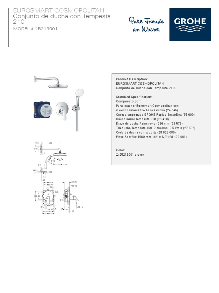 GROHE Specification Sheet 25219001 | PDF