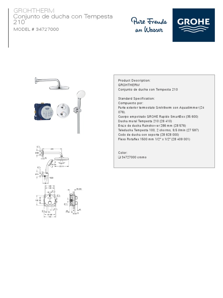 GROHE Specification Sheet 34727000 | PDF