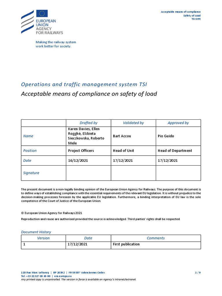 Tsi Ope Amoc Safety of Load | PDF | Risk | Train