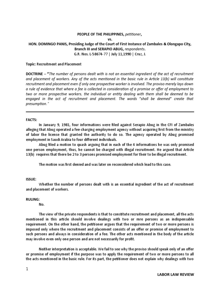 PPL v. Panis | PDF | Employment | Government