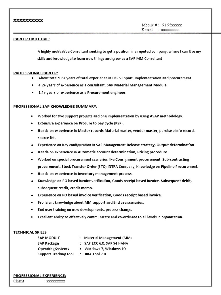 XXXXXXXXXX: Career Objective | PDF | Procurement | Business