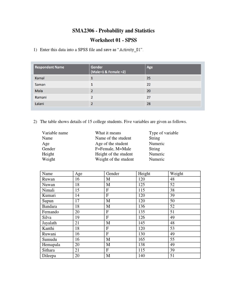 Worksheet 01 | PDF