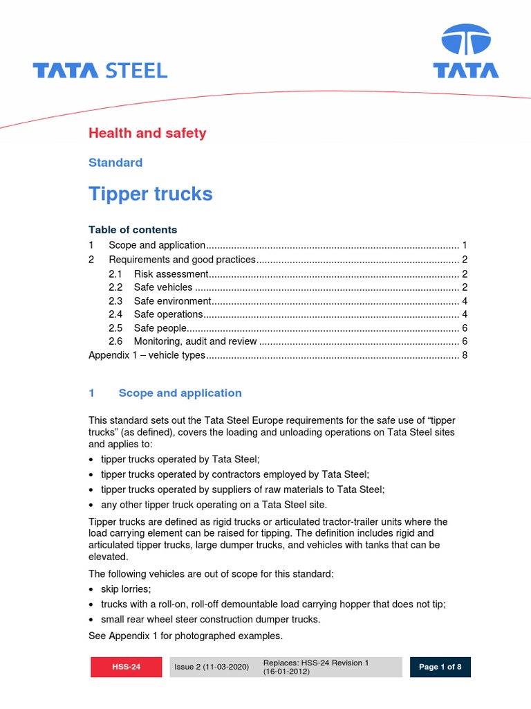 HSS-24 Tipper Trucks Issue 2 TSE | PDF | Truck | Safety