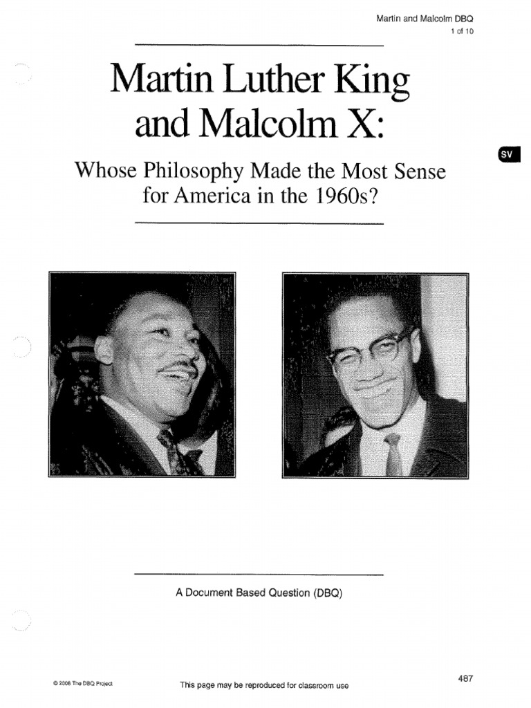 MLK - Vs - X - DBQ | PDF | Malcolm X | Martin Luther King Jr.