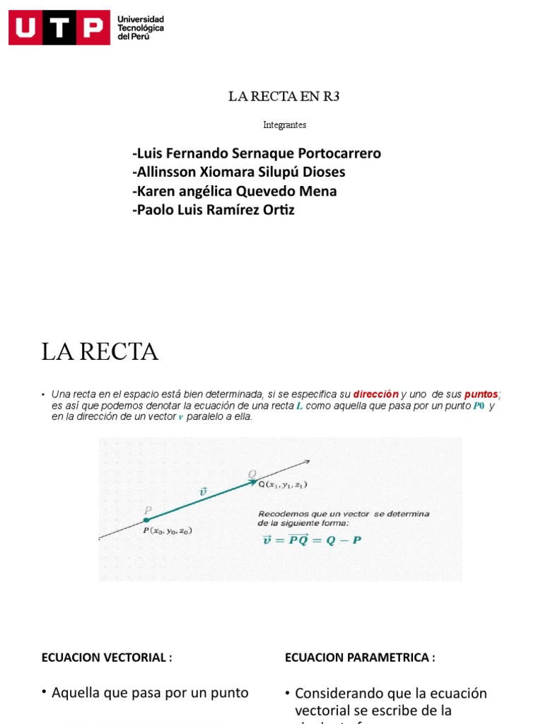 La Recta en R3 | PDF | Línea (geometría) | Vector Euclidiano