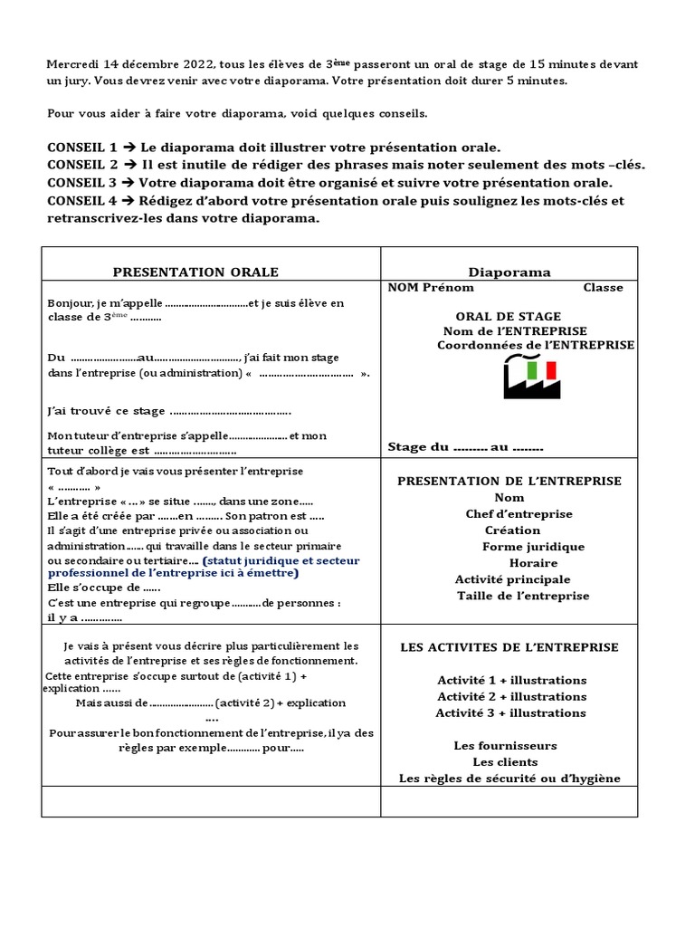 Exemple Oral de Stage | PDF