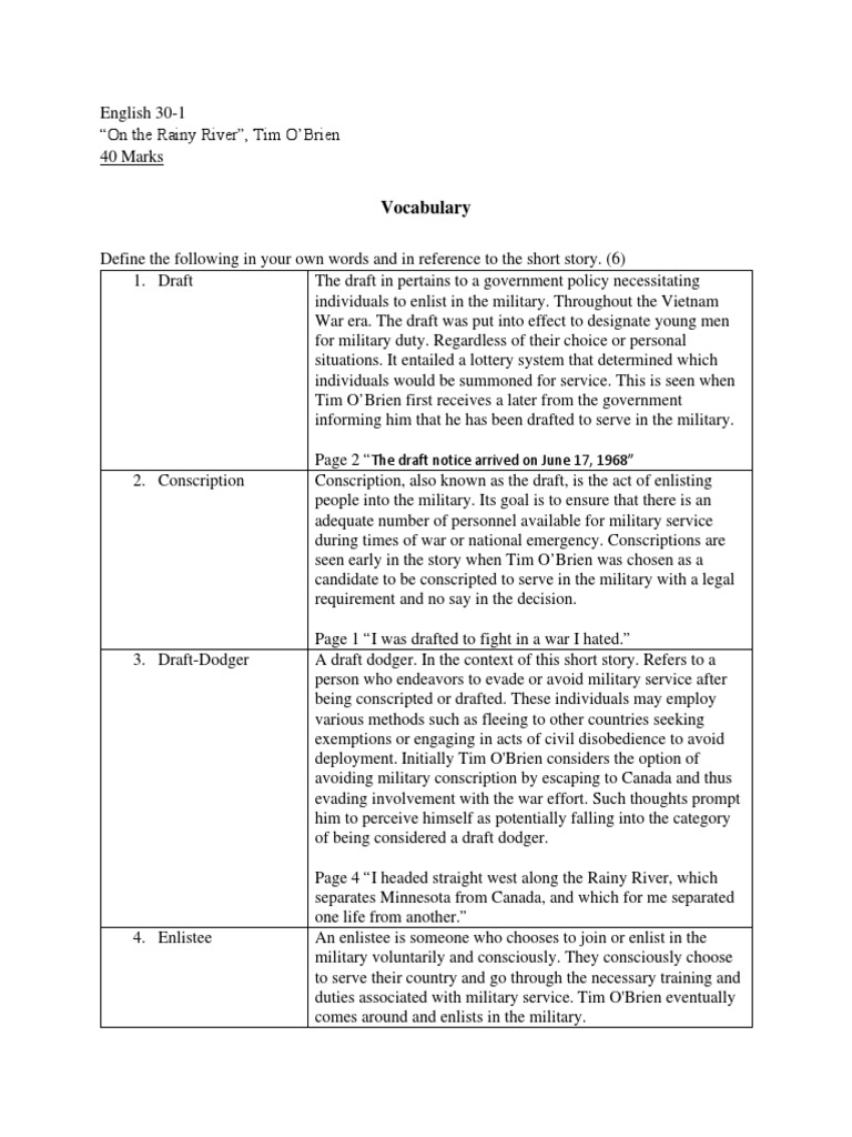 On The Rainy River PDF | Download Free PDF | Conscription In The United ...