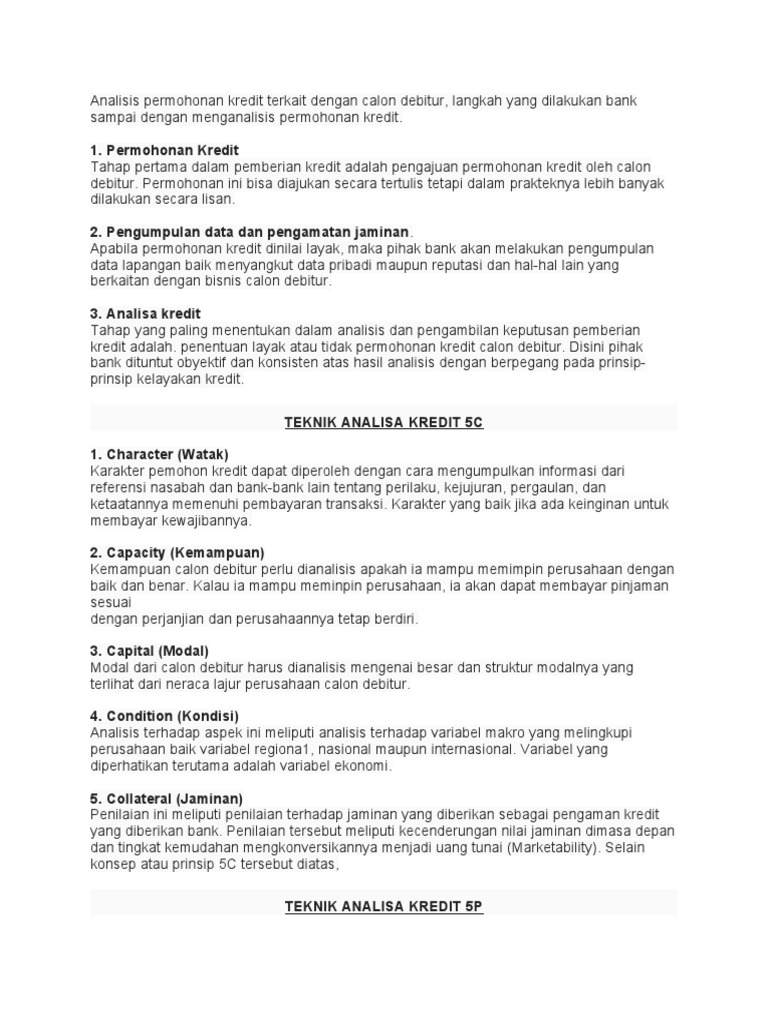 Analisis Permohonan Kredit Terkait Dengan Calon Debitur | PDF
