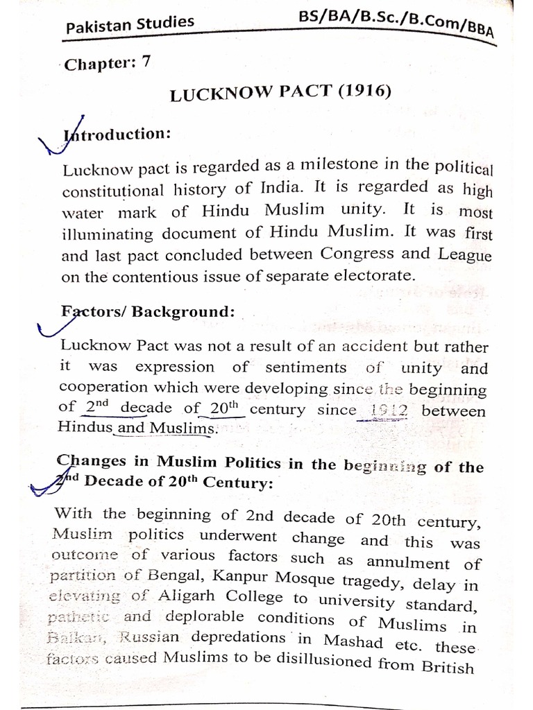 LuckNow Pact | PDF