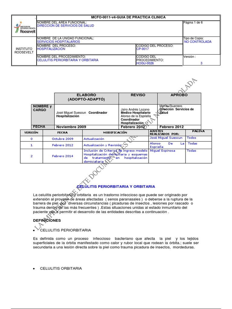Celulitis Periorbitaria: Guía Clínica | PDF | Microbiología | Inmunología