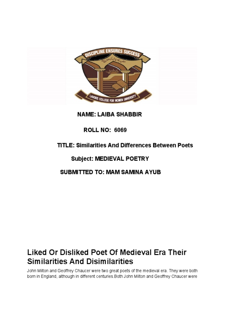 Poets of Medieval Era | PDF | Paradise Lost | The Canterbury Tales