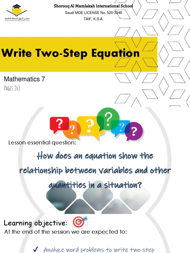 Lesson 17_Write Two-Step Equation | PDF