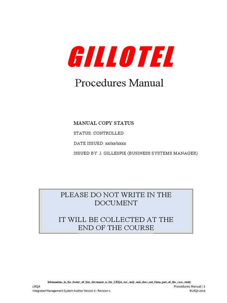 Procedures Manual | PDF