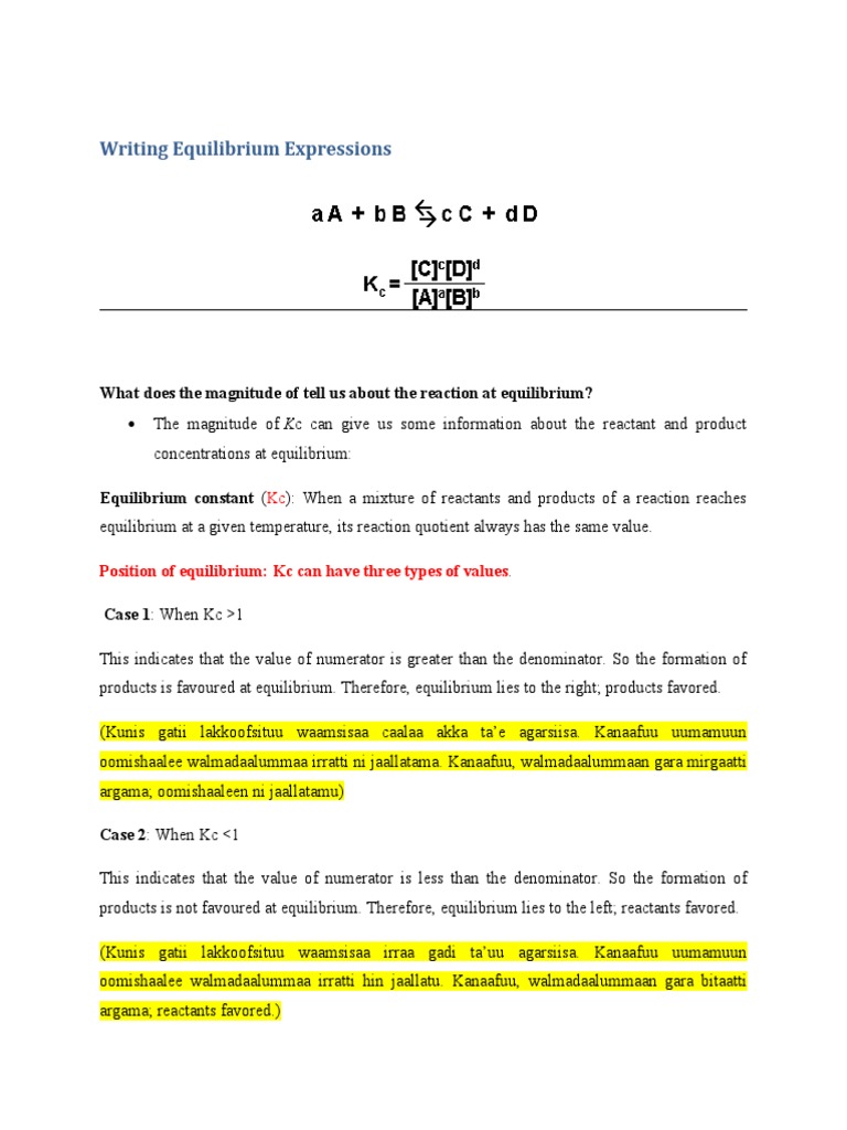 Grade 12 Chemical Equilibrium Guide | PDF | Chemical Equilibrium ...