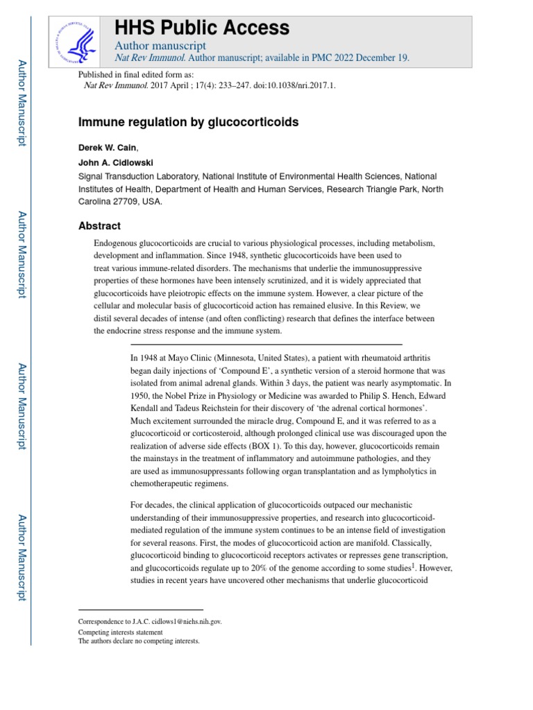Immune Regulation by Glucocorticoids | PDF | Glucocorticoid | Inflammation