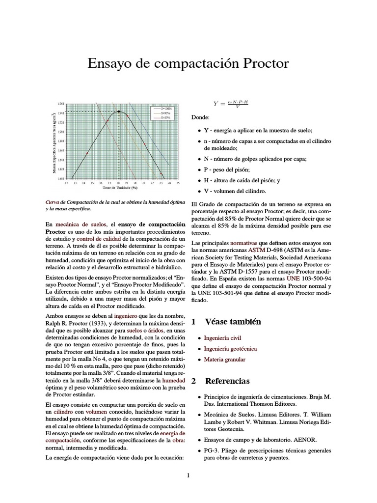 Ensayo de Compactación Proctor | PDF | Ingeniero civil | Física ...
