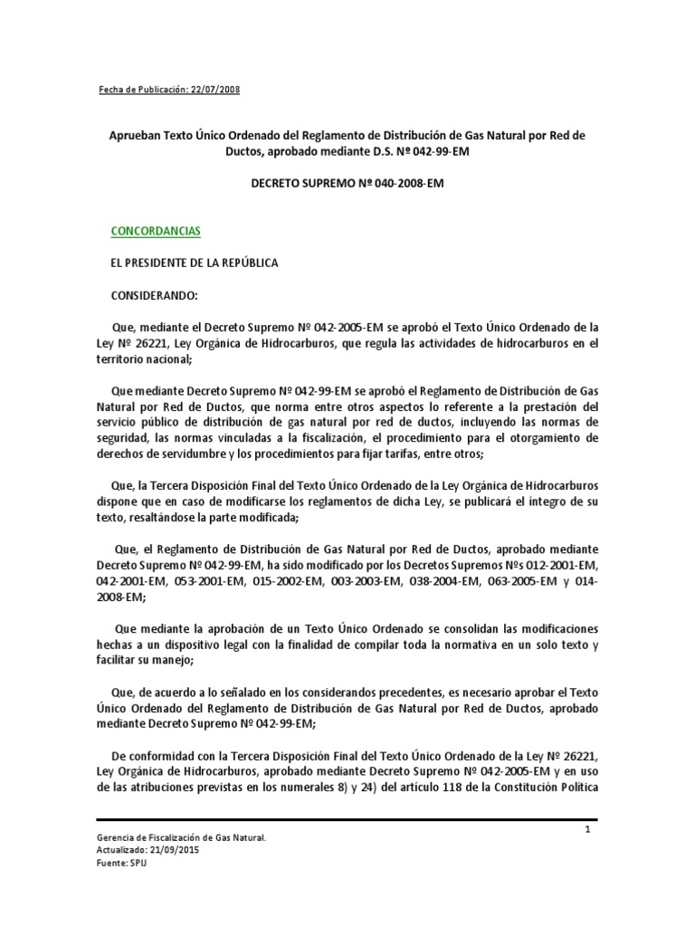 Decreto Supremo #040-2008-EM | PDF | Subasta | Gas natural licuado