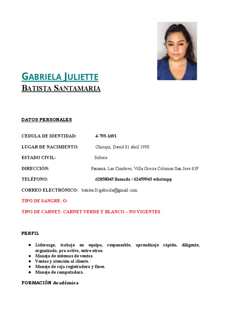 Curriculum Gabriela B | PDF | Crecimiento personal y profesional