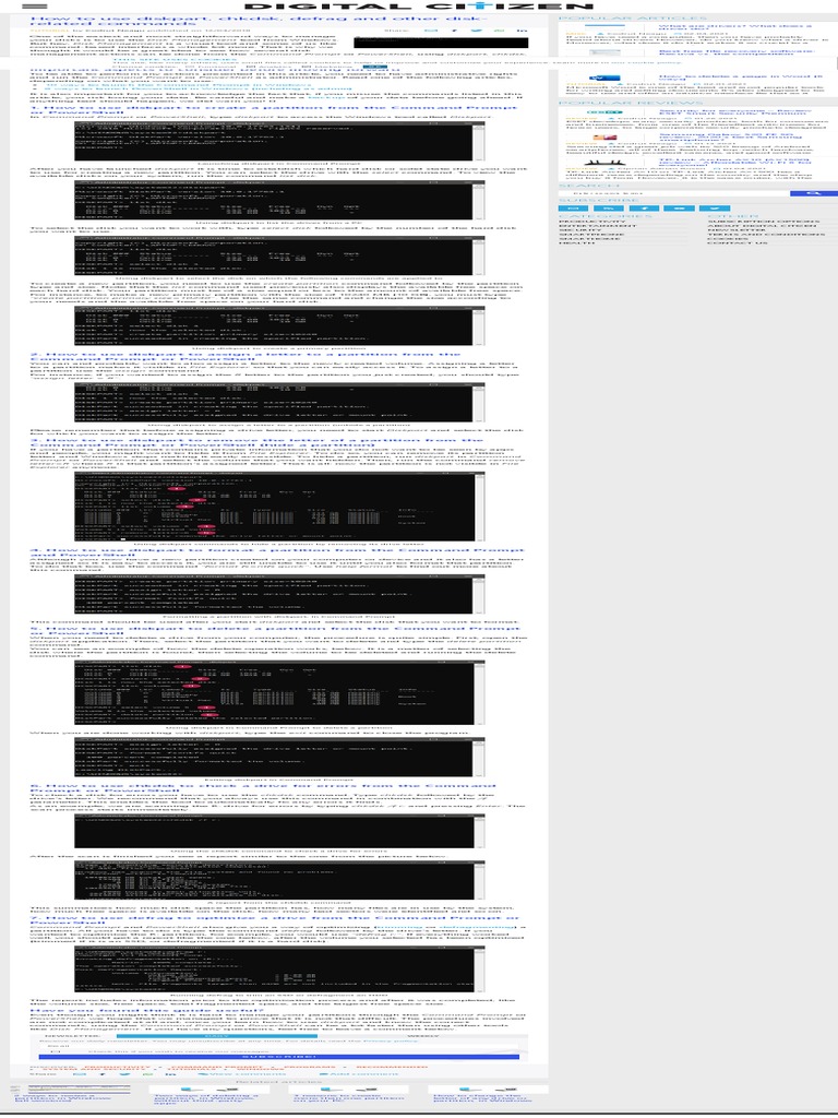 How to use diskpart, chkdsk, defrag and other disk-related commands _ Digital Citizen | PDF ...