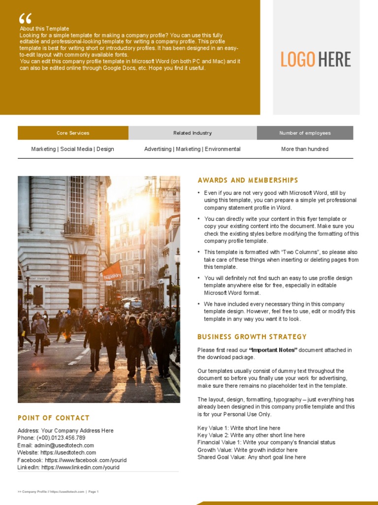 Free Editable Company Profile Template | PDF | Microsoft Word | Page Layout