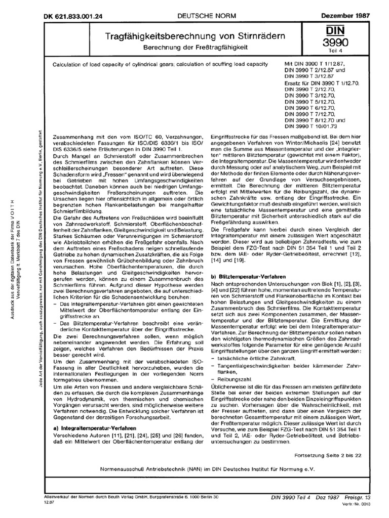 DIN 3990-4-1987 v2 | PDF