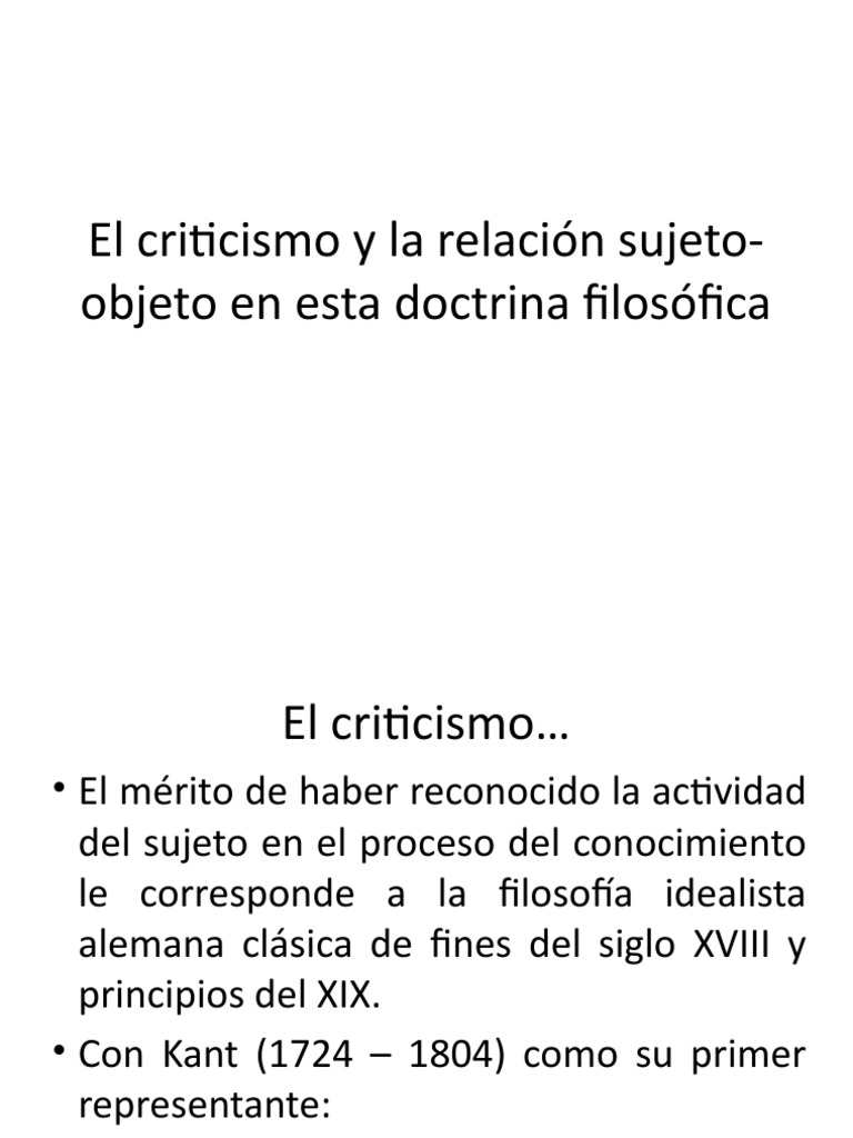 El Criticismo | PDF