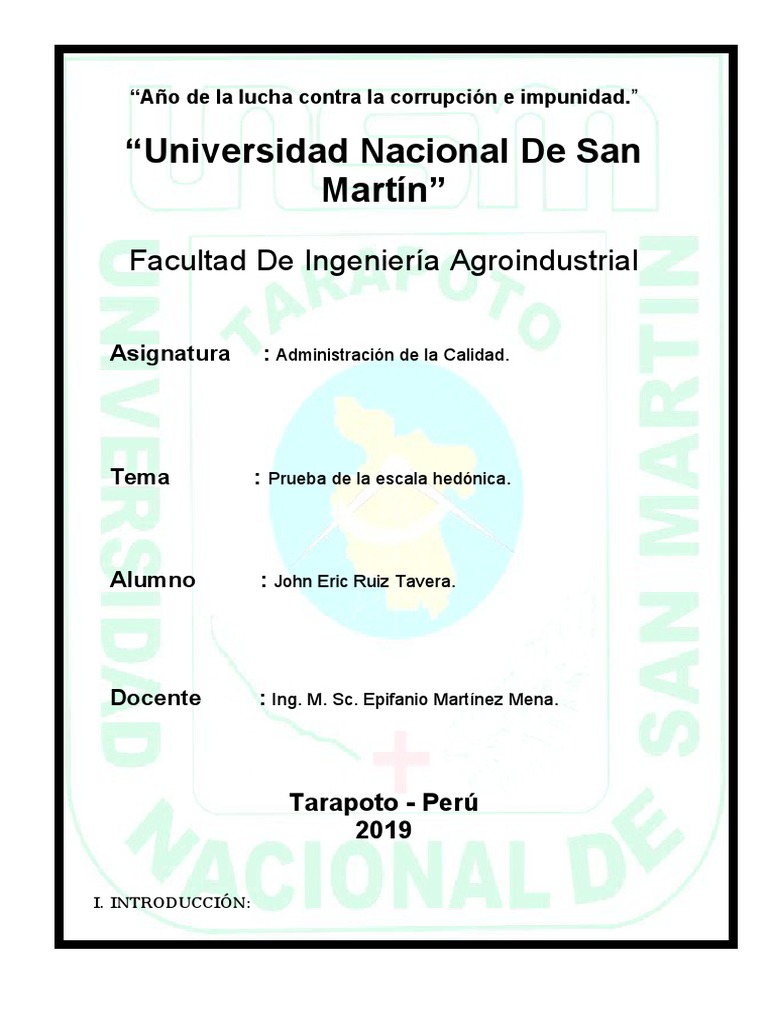 Prueba de La Escala Hedónica - 2019 | PDF | Los consumidores | Alimentos