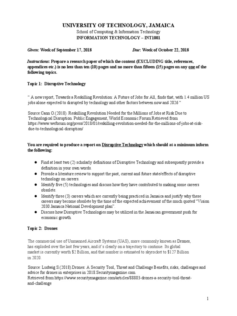 IT Research Paper Sem1 2018 19 | PDF | Unmanned Aerial Vehicle | Paragraph