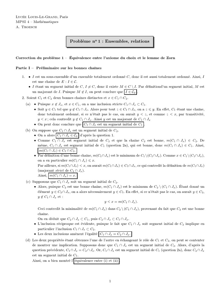 Alain Troesch Sujet 2 Corrigé | PDF