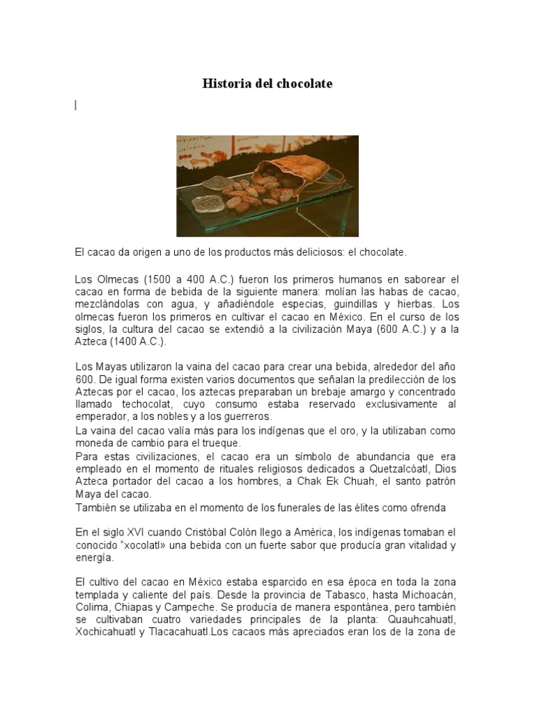 Historia Del Cacao y Chocolate | PDF
