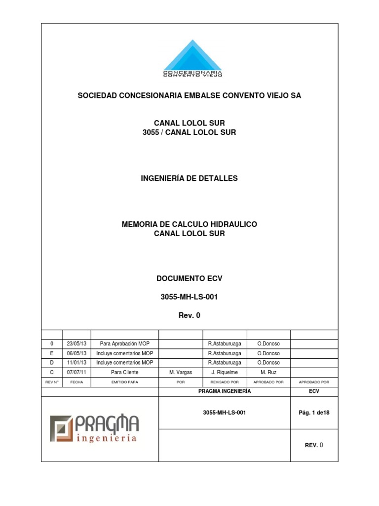 3055-MH-LS-001 Rev 0 M.H. Canal Lolol Sur | PDF