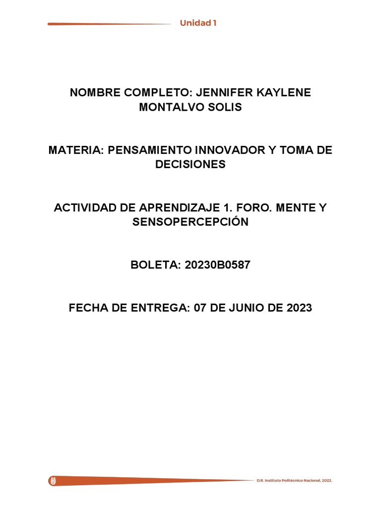 Pitd U1 Act1 Formato Ejercicio Vivencial | PDF | Las emociones | Amor