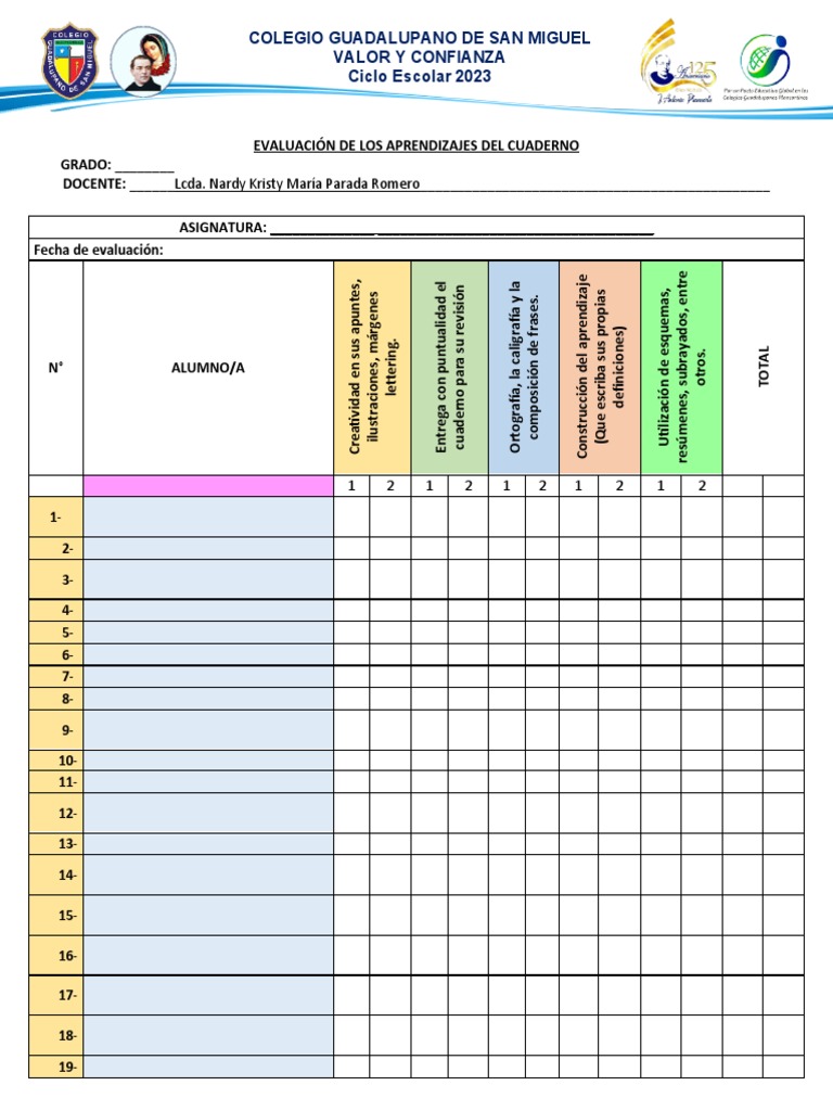 Rubrica Revision de Libro y Cuaderno | PDF