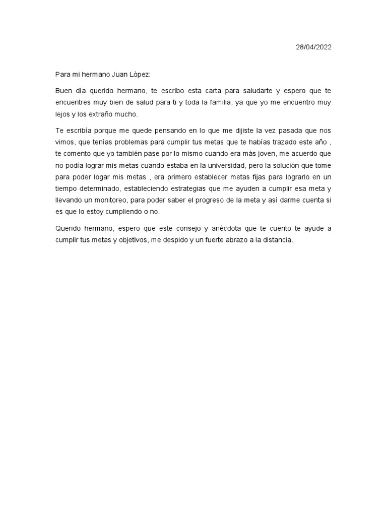 Carta de Metas y Objetivos | PDF
